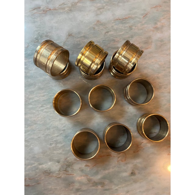 Set of 12 Late 20th Century Unlacquered Brass Napkin Rings | Chairish