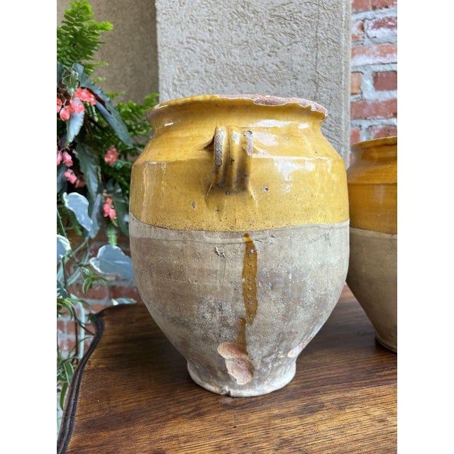 19th Century Provincial French Yellow Glazed Pottery Confit Pots- a ...