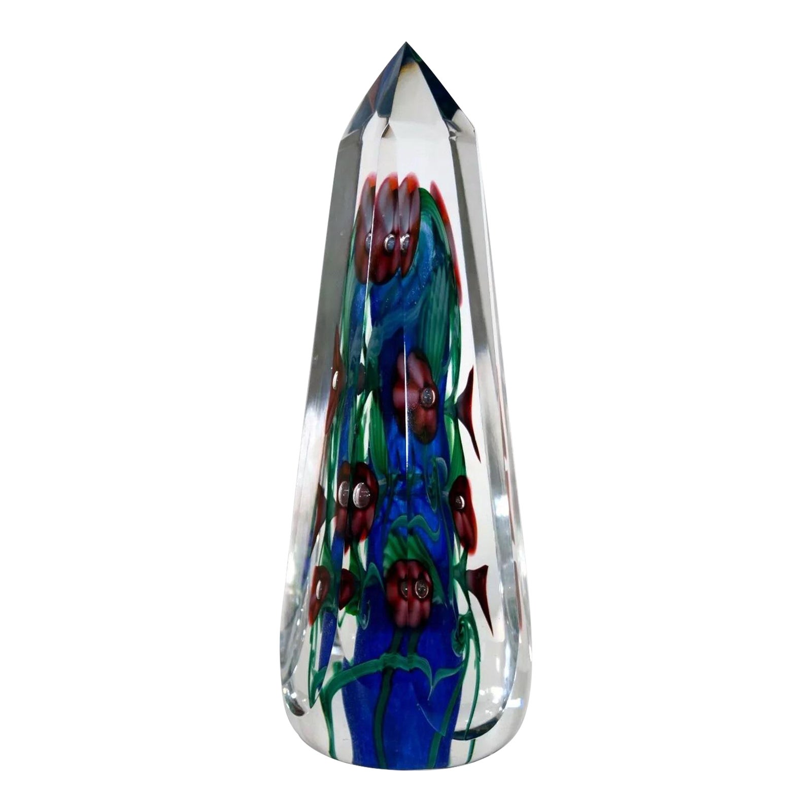 Merritt Vandermark Hand blown Glass Sculptures with Flowers Signed ...