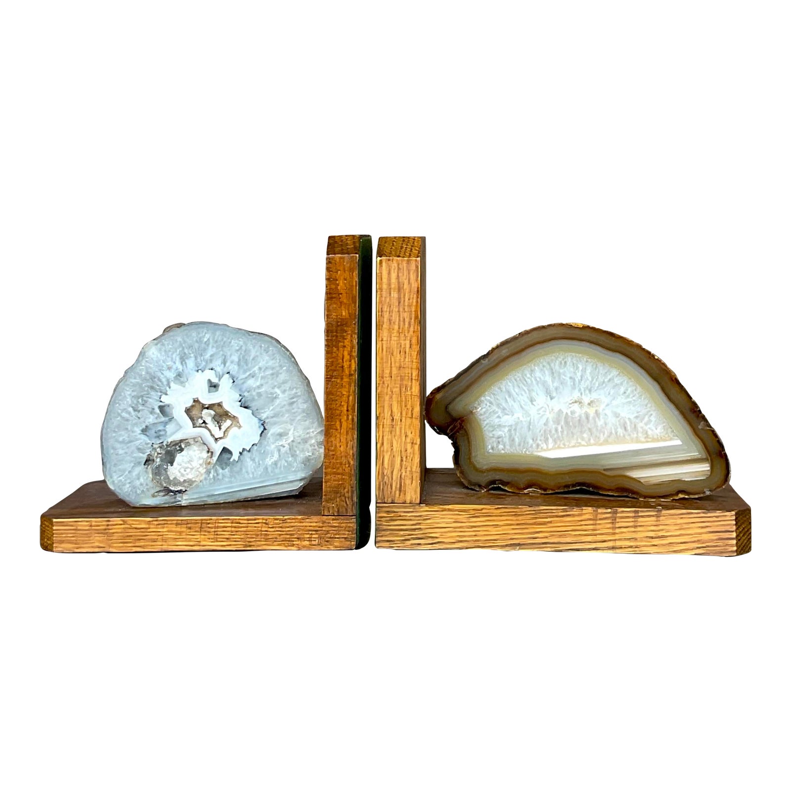 Vintage Boho Geode Bookends - Set of 2 | Chairish