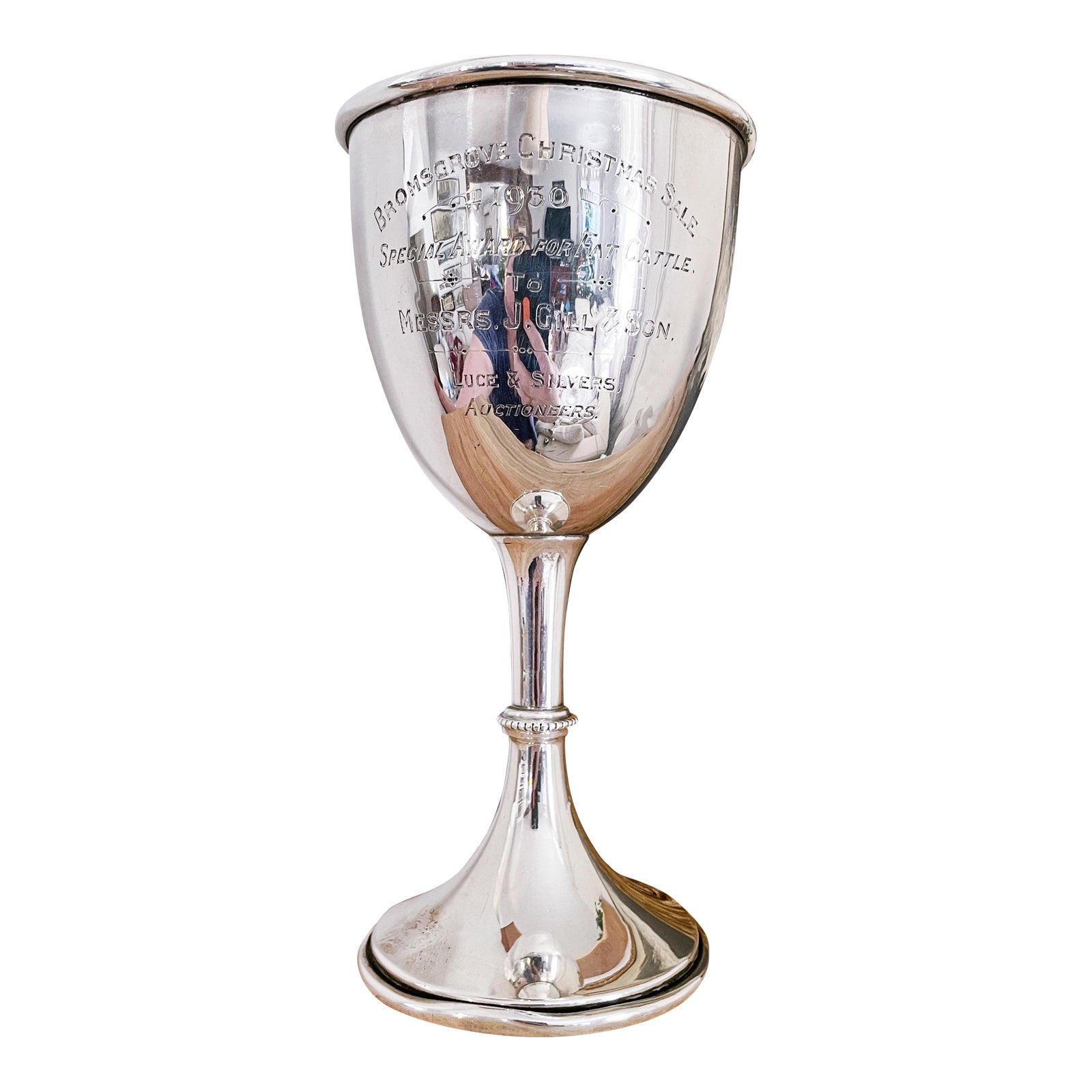 1930 English Sterling Silver Christmas Fat Cattle Trophy Cup | Chairish