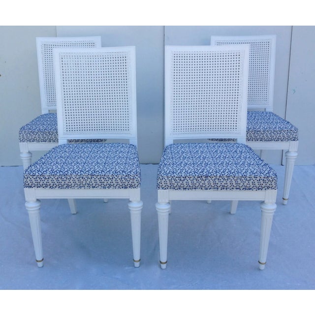 Vintage White Neoclassical Double-Caned, Straight-Back Dining Chairs ...