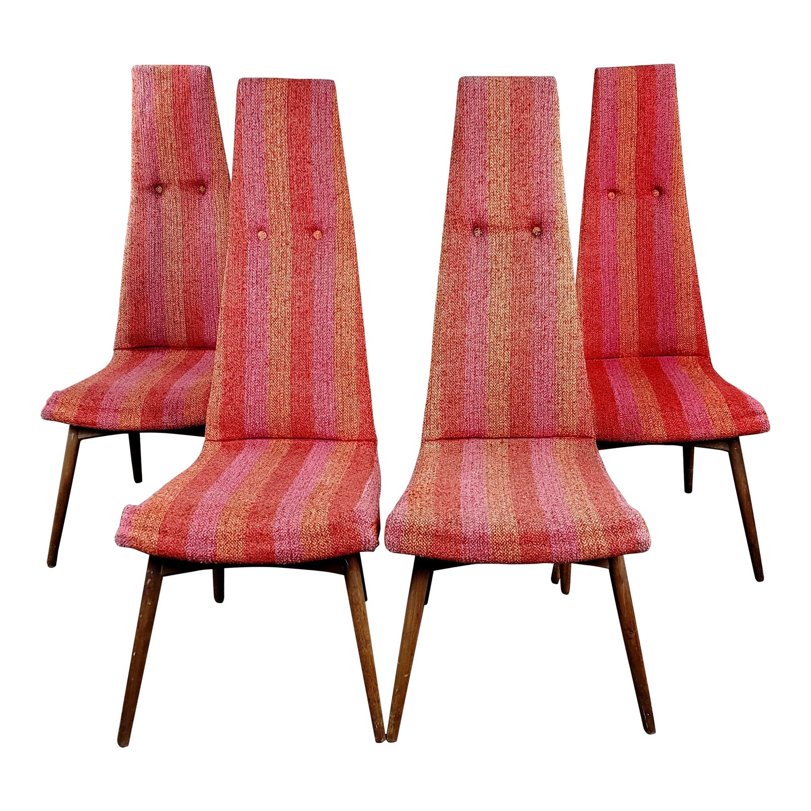Adrian Pearsell 1960s Midcentury High Back Chairs W/Original Fabric-Set ...