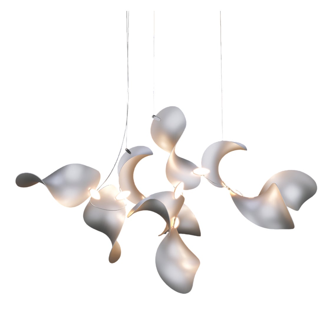 Dune 10 Cluster Chandelier with Silver Anodized Shades by Daniel Becker ...