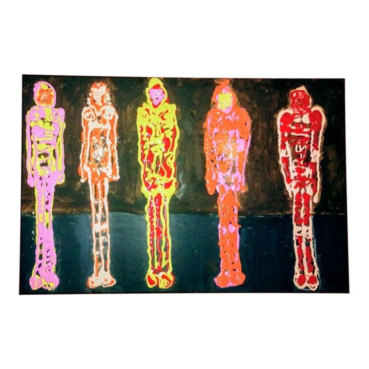 Colorful Abstract Painting of 6 Standing Figures by Christopher ...
