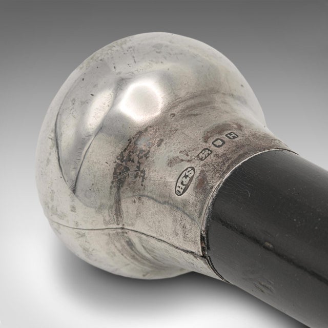 1940s Vintage English Hallmarked Silver Walking Cane | Chairish