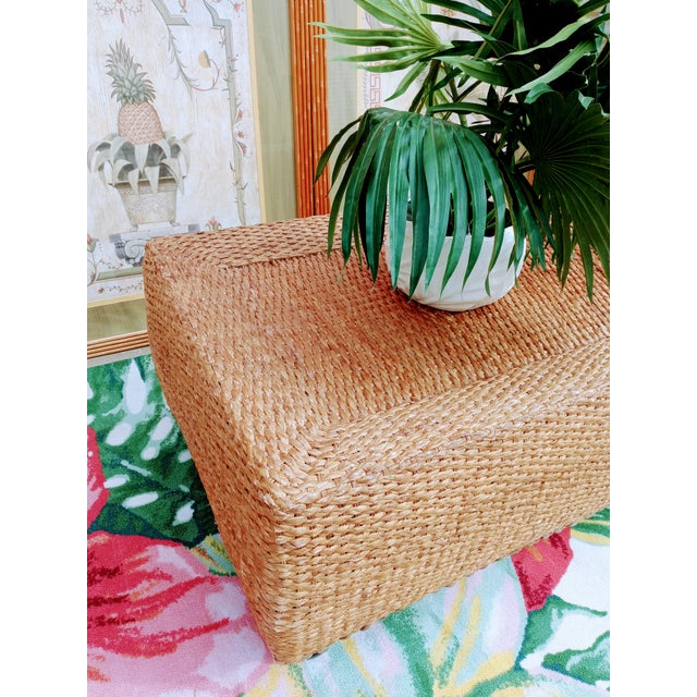 Vintage Coastal Tropical Rectangular Seagrass Coffee Table in the Style ...