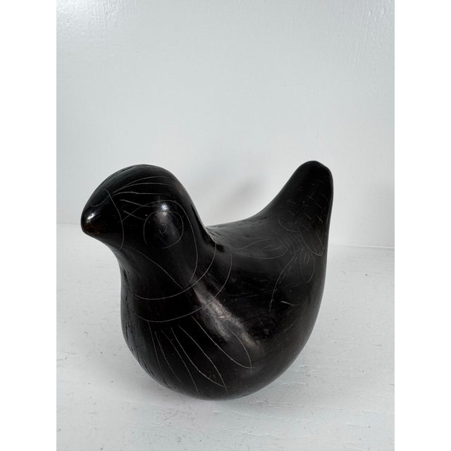 Pair of Vintage Mexican Black Clay Bird Sculptures, Mid-Century Folk ...