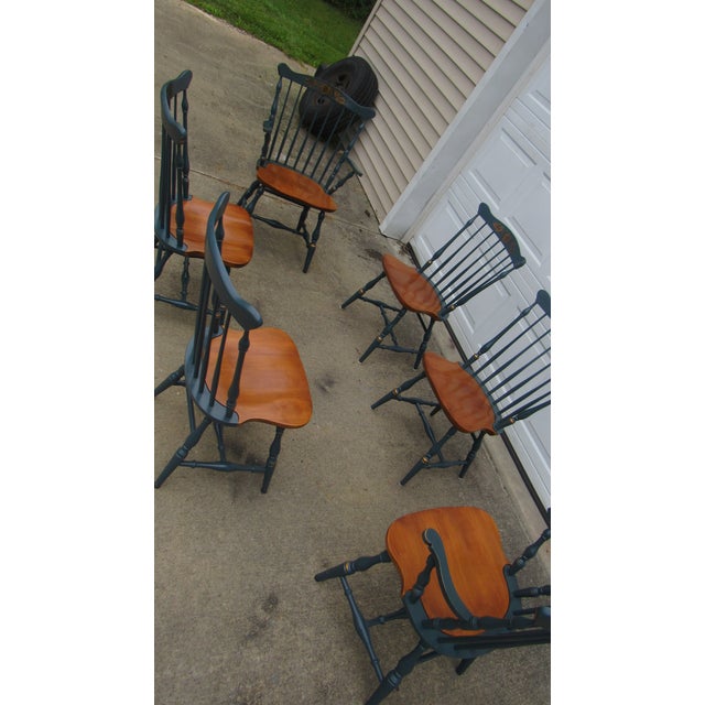 1980s Hitchcock Blue Farmhouse Dining Room Kitchen Chairs- Set of 6 ...