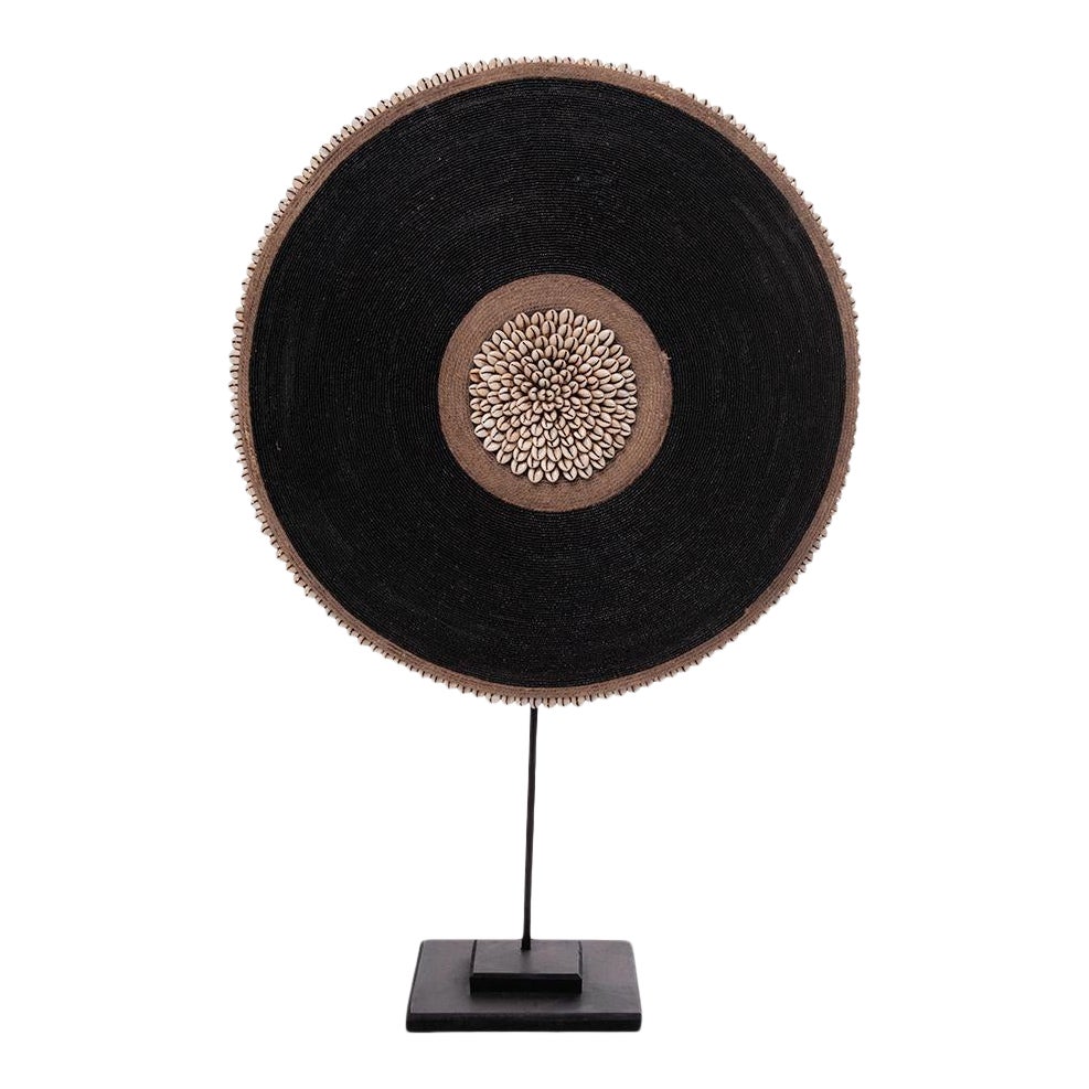 Tribal Beaded Shell Shield in Black | Chairish