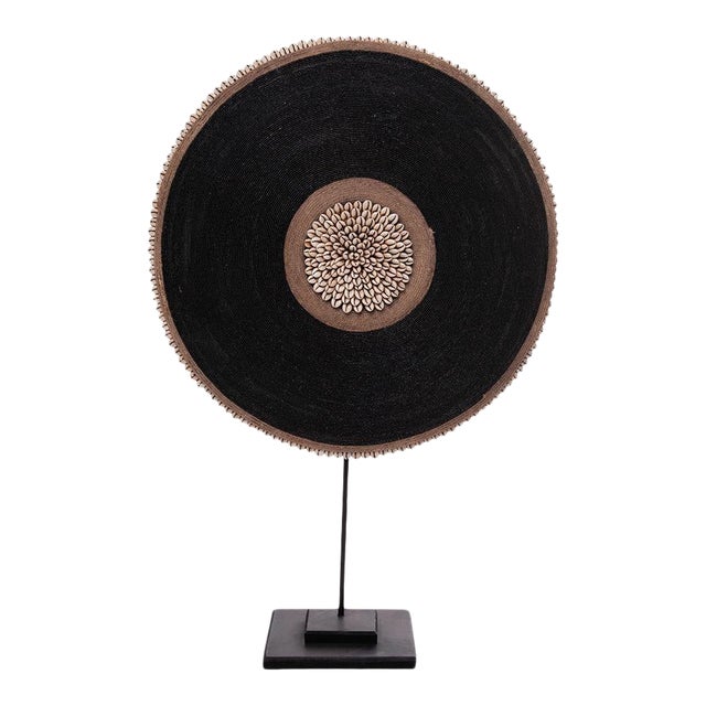 Tribal Beaded Shell Shield in Black | Chairish