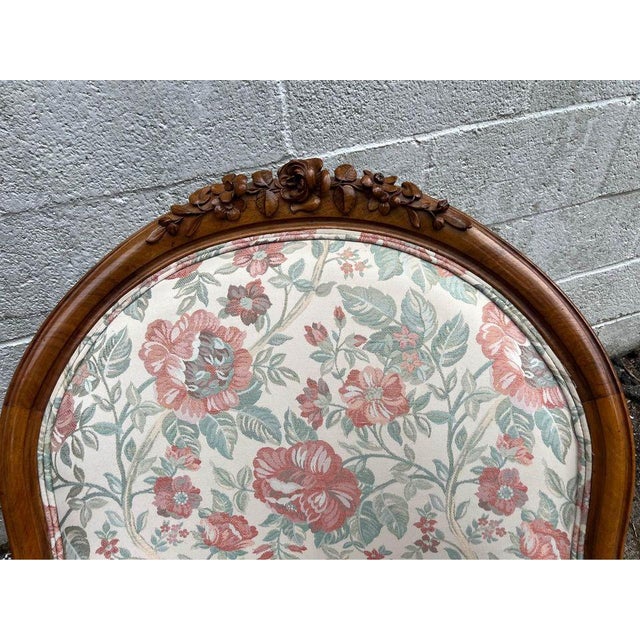 Mid 20th Century Pair Victorian Rococo Style Walnut Carved Upholstered ...