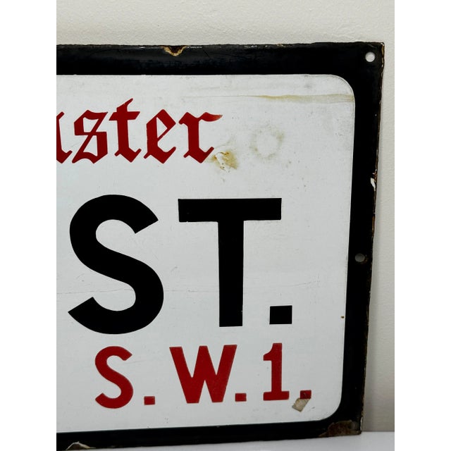 1940s British Enamel London Road Sign City of Westminster Ebury Street ...