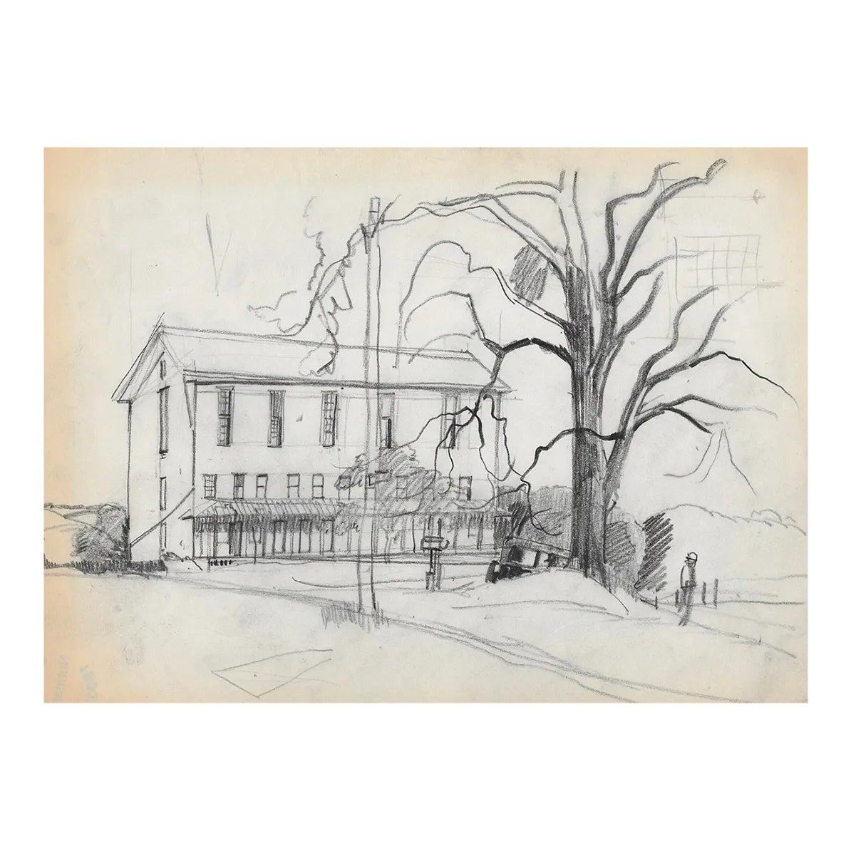 1930s Norman Kent Village Drawing | Chairish