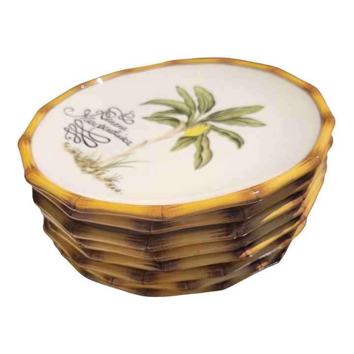 Vintage Fitz and Floyd Tropical Palm Tree Faux Bamboo Ceramic Salad ...
