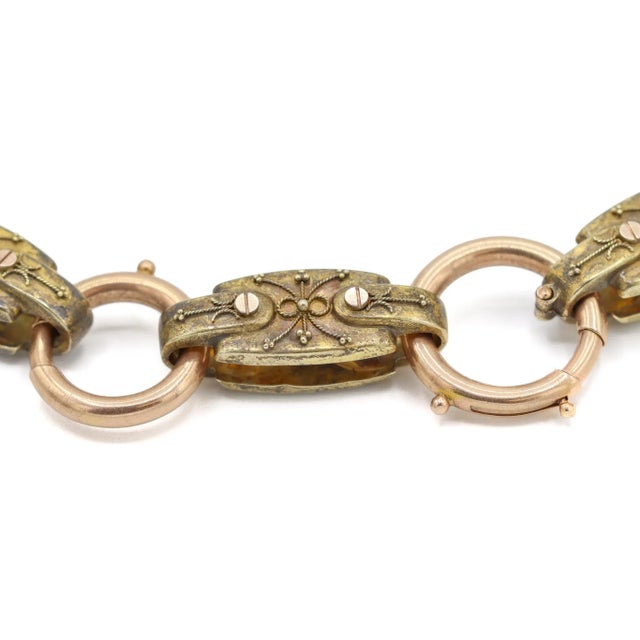 Antique Victorian Bronze 18k Gold Heavy Link Chain Necklace | Chairish