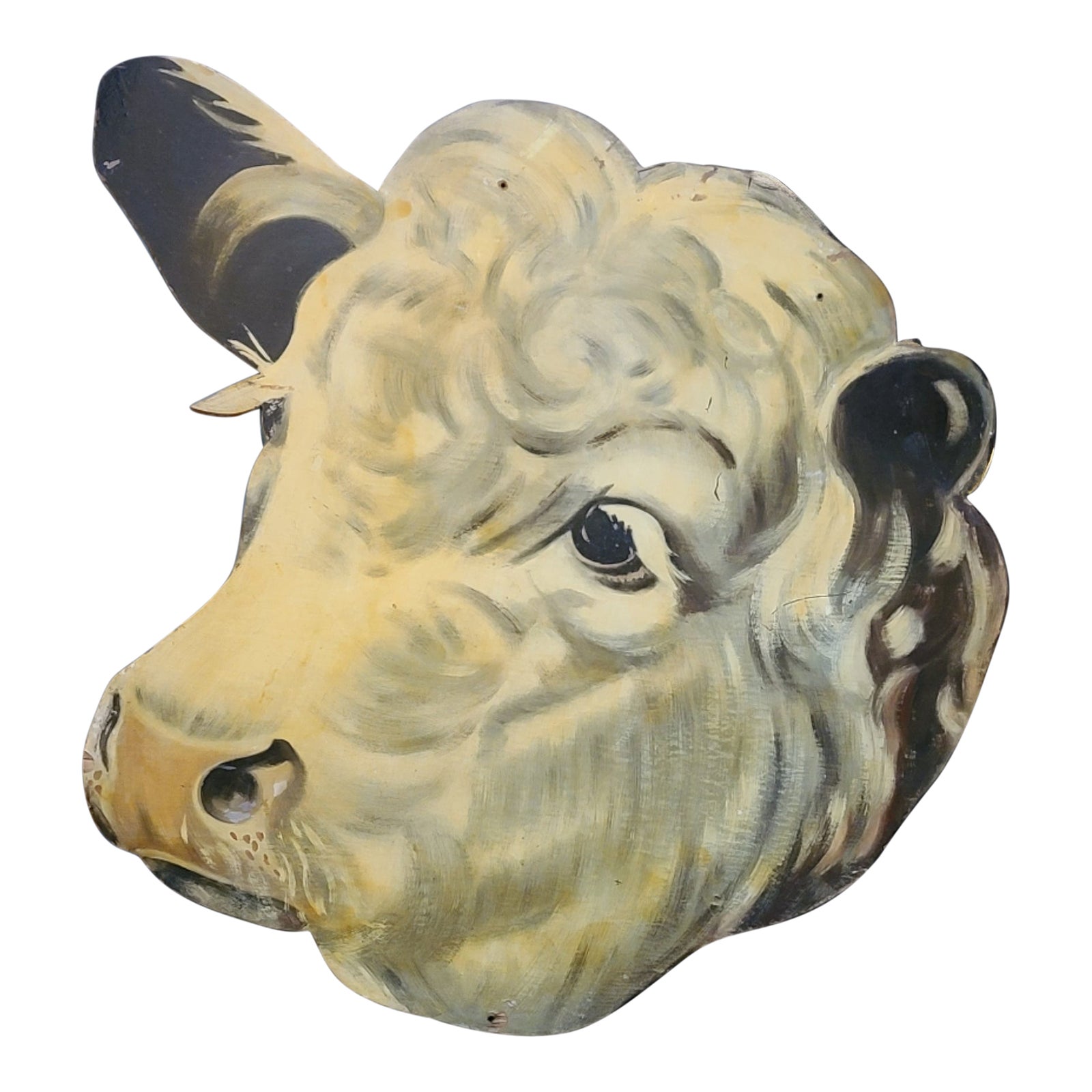 1950's Large Hand Painted Butcher Shop Sign | Chairish