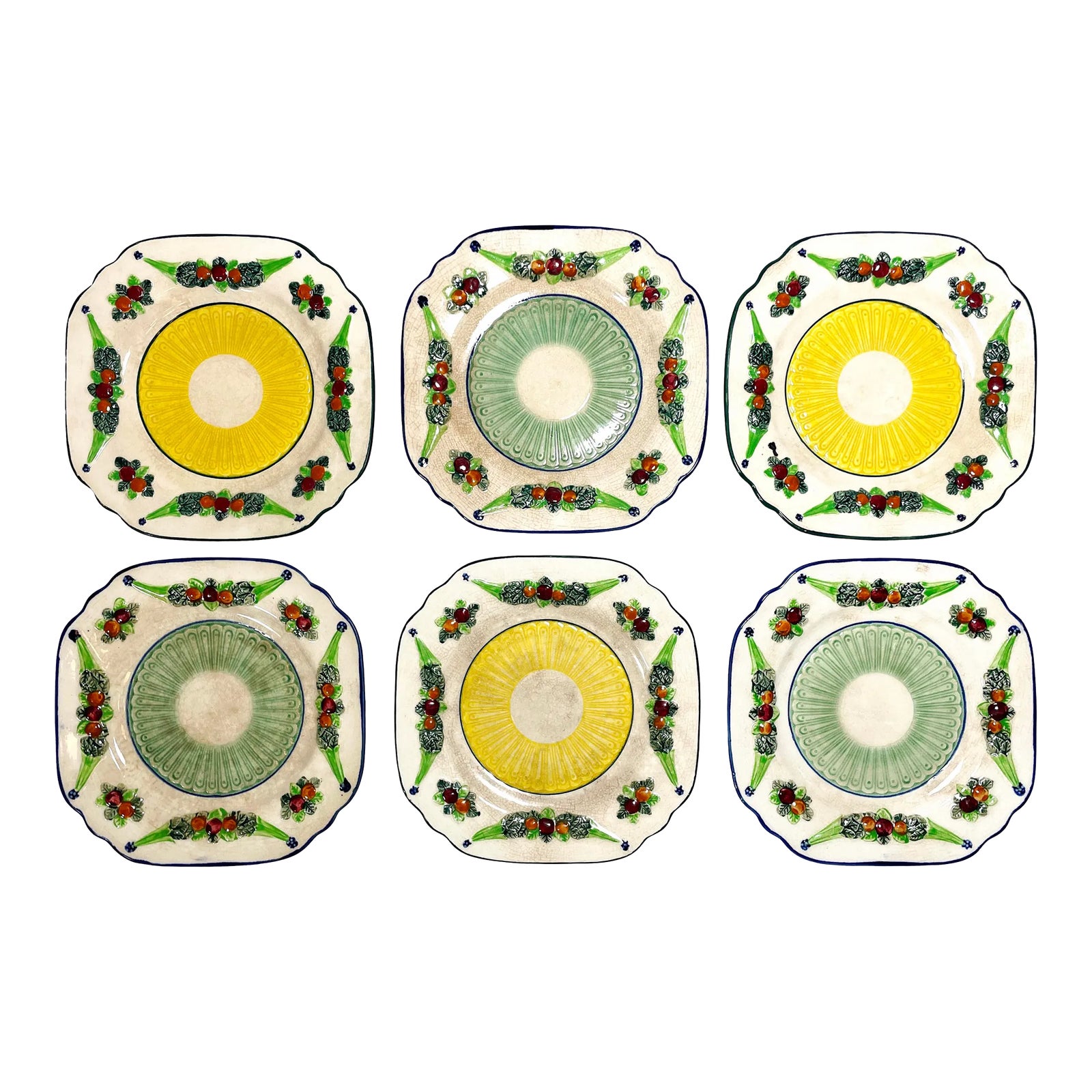 1930s Maruhon Ware Della Robbia Plates - Set of 6 | Chairish