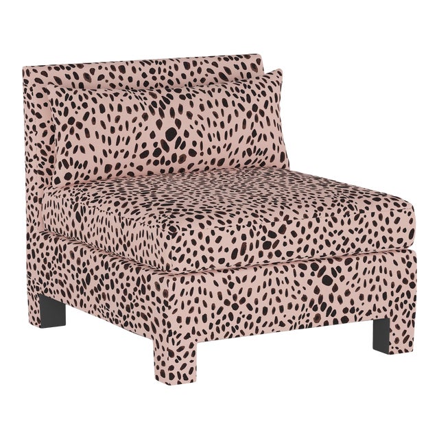 Washed Cheetah Pink Black Armless Chair | Chairish