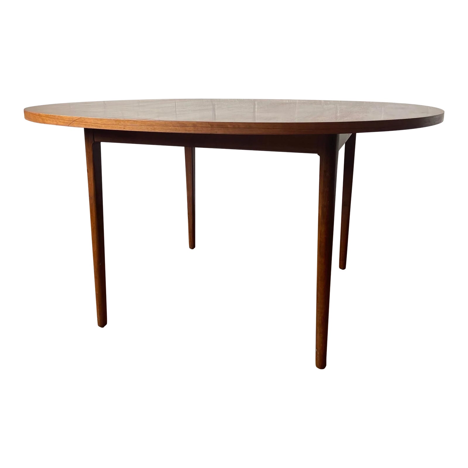 Kipp Stewart for Drexel Round Walnut Game Table | Chairish