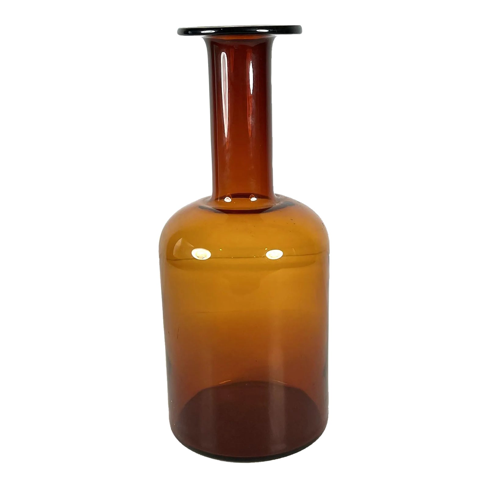 Mid Century Modern Danish Amber Glass Apothecary Bottle | Chairish