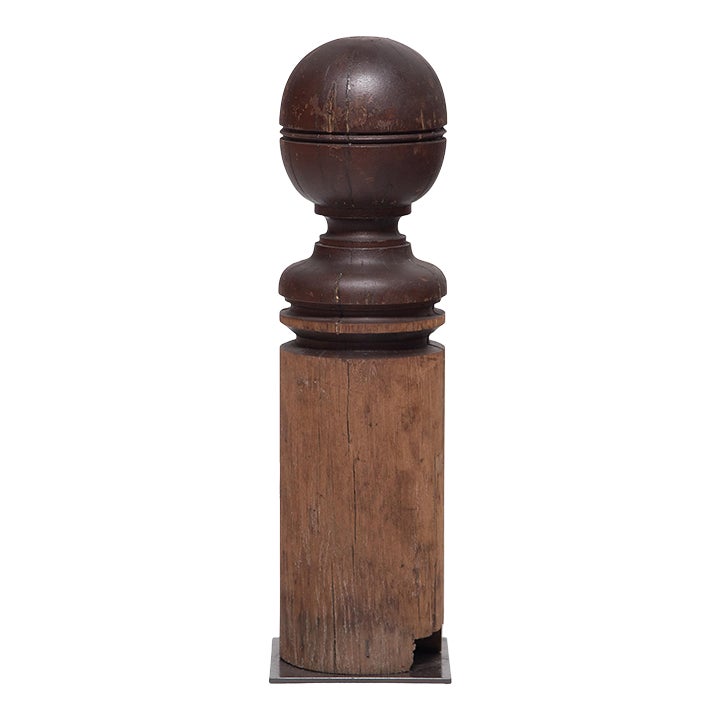 Early 20th Century Turned Oak Finial Post | Chairish