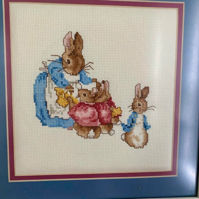 1980’s Framed Embroidered Peter Rabbit Needlepoint Nursery Art- Set of ...