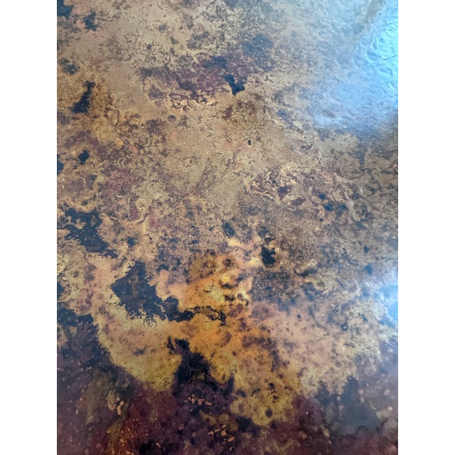 Large 71” Hand-Hammered Copper Top Dining Table With Wrought Iron ...