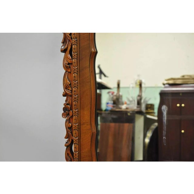 Vintage Chippendale Style Shell Carved Mahogany Broken Arch Wall Mirror ...