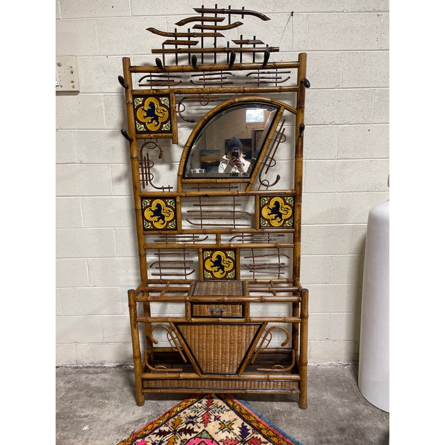 English Bamboo French Asian Style Hall Tree | Chairish