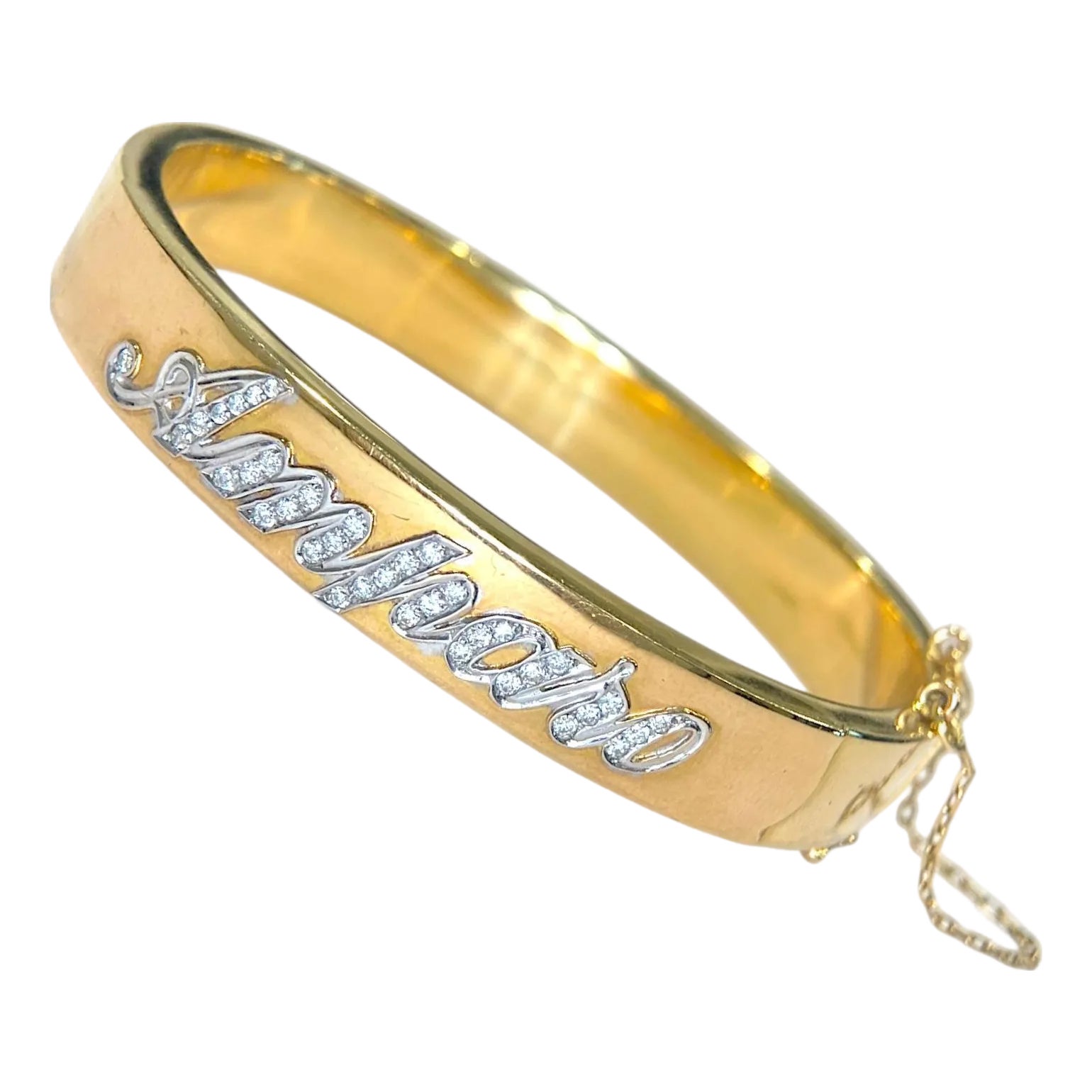 Vintage 18k Gold "Amparo" Diamond Bangle Bracelet | Chairish