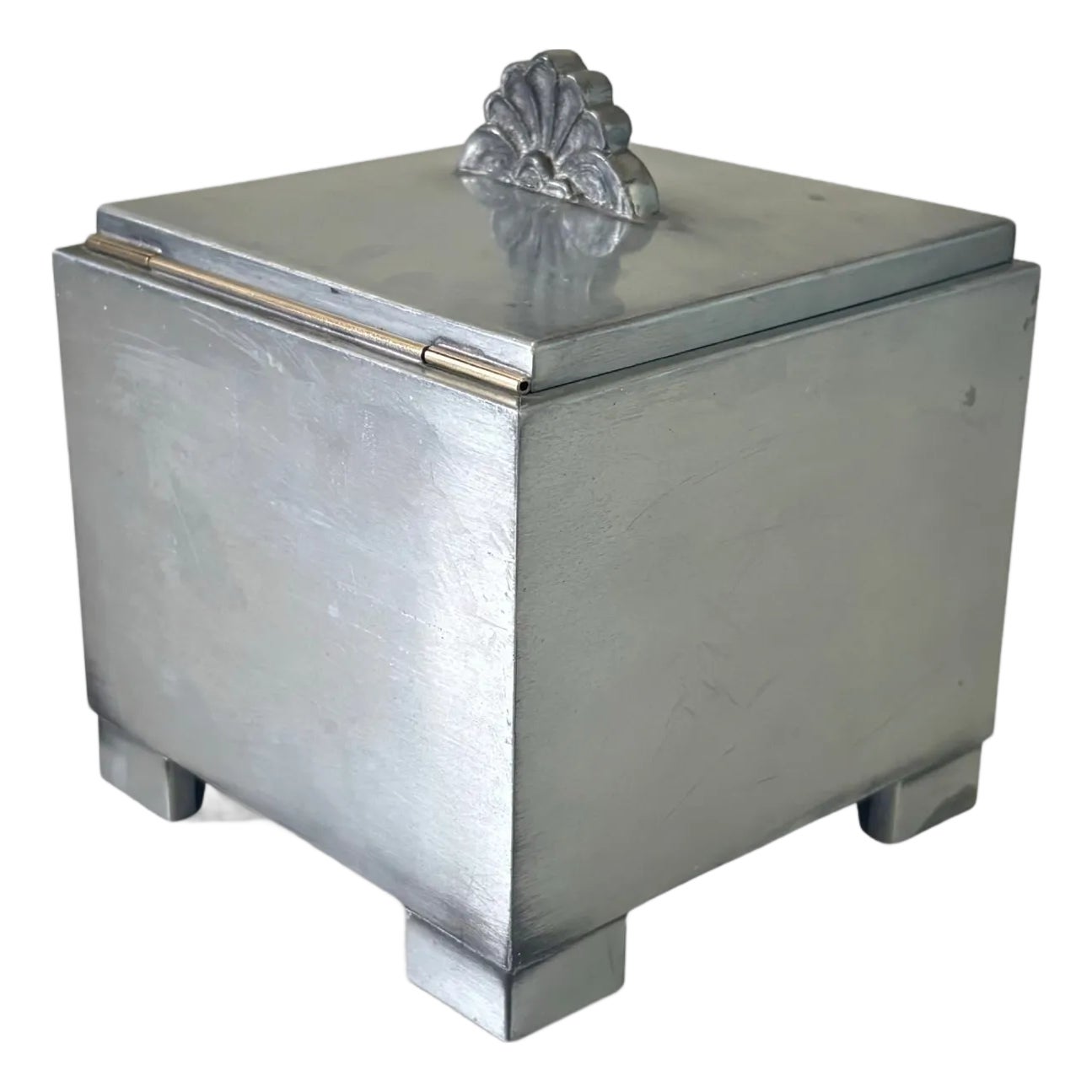 Art Deco Table Top Cigarette Box in Pewter & Wood from Ystad-Metall ...
