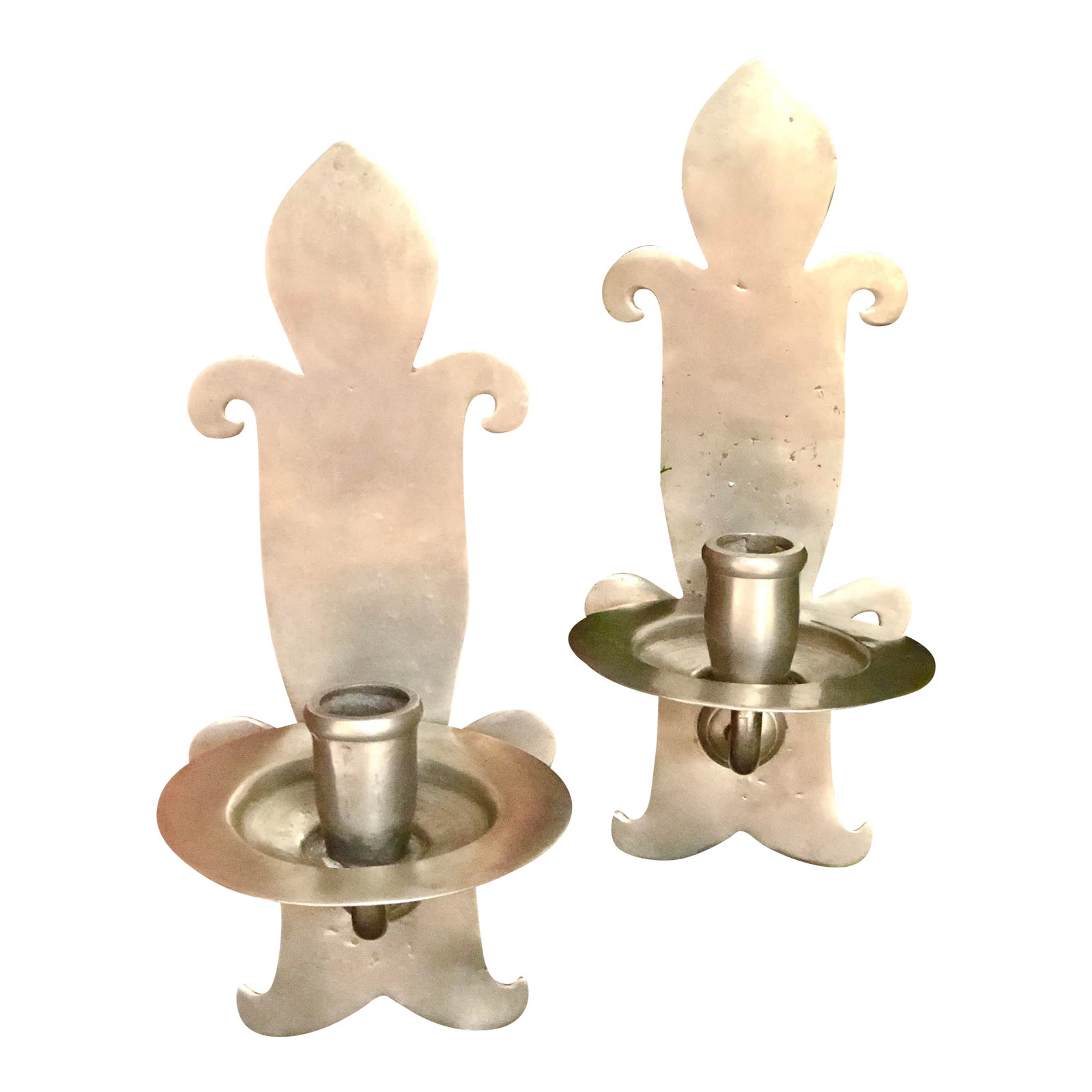 Vintage Pewter Candle Wall Sconces Oneida - a Set of 2 | Chairish