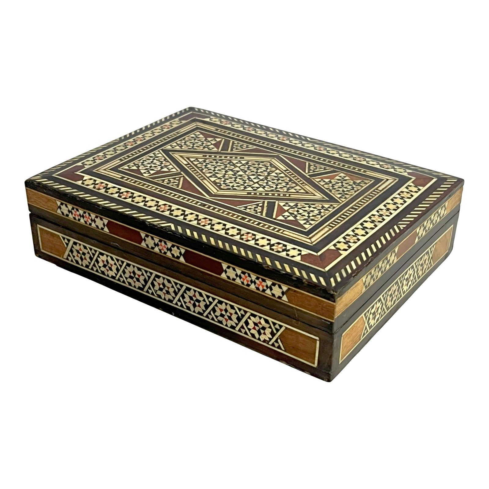 Vintage Artisan Turkish Inlaid Marquetry Mosaic Box | Chairish