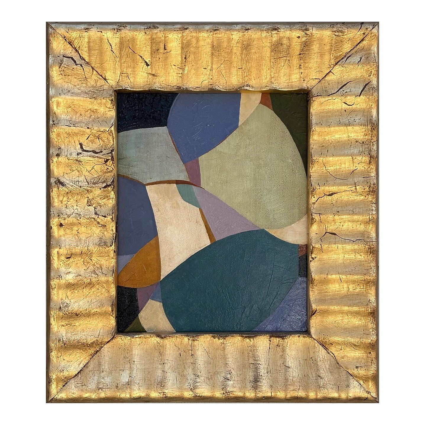 Contemporary Jewel Tone Abstract Oil Painting in Vintage Gold Frame ...