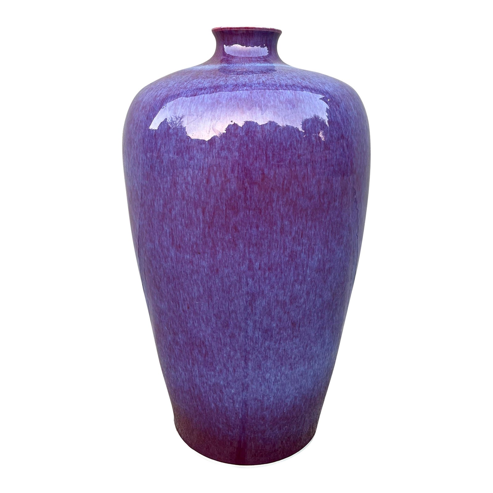 Mid 20th Century Tall Chinese Purple Flambé Meiping Vase | Chairish