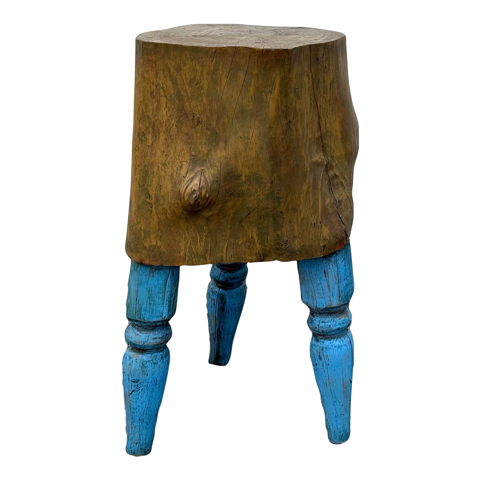 Early 20th Century Antique Primitive Chopping Block Butcher Block Table ...