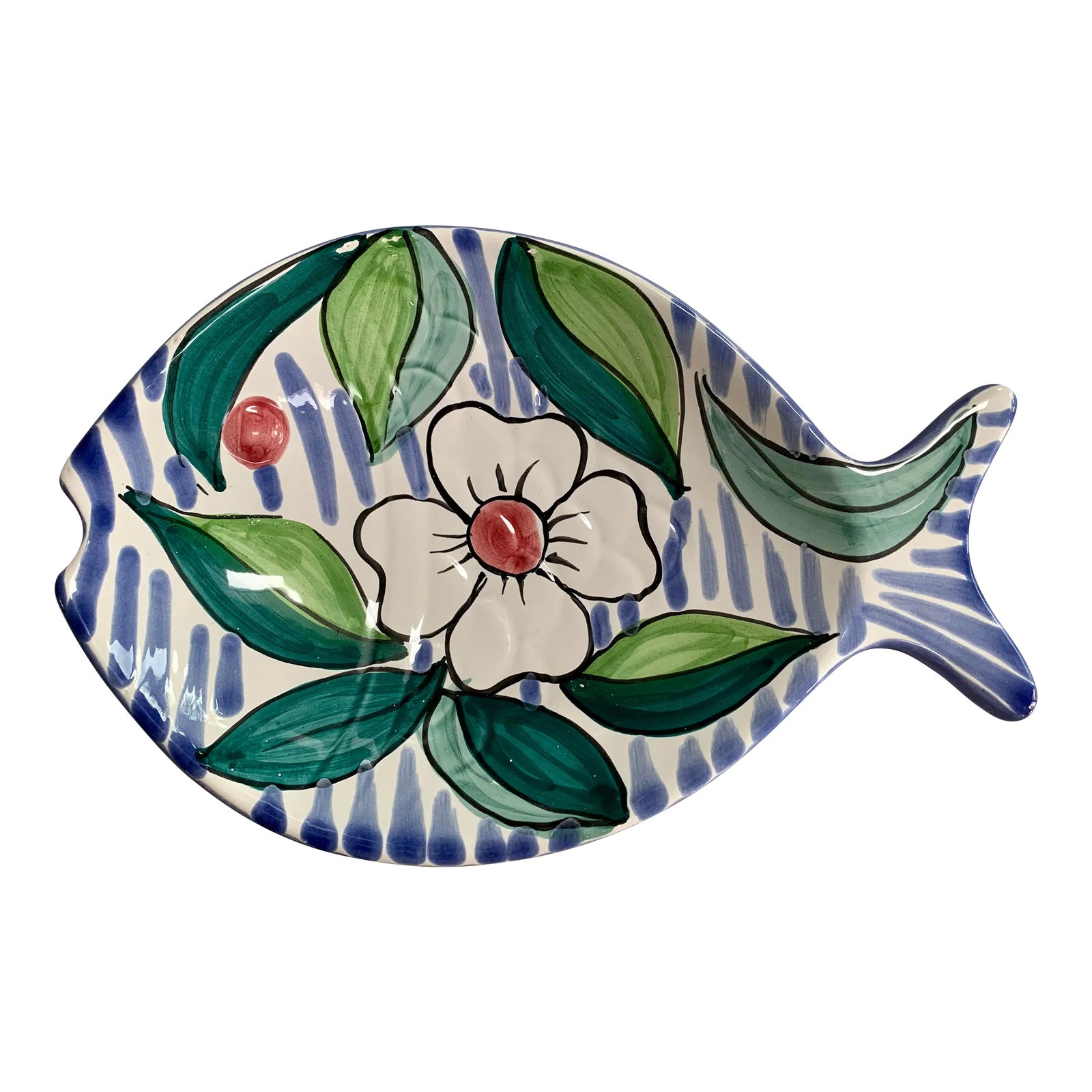 Vintage Fish Ceramic Bowl Hand Painted Italy | Chairish