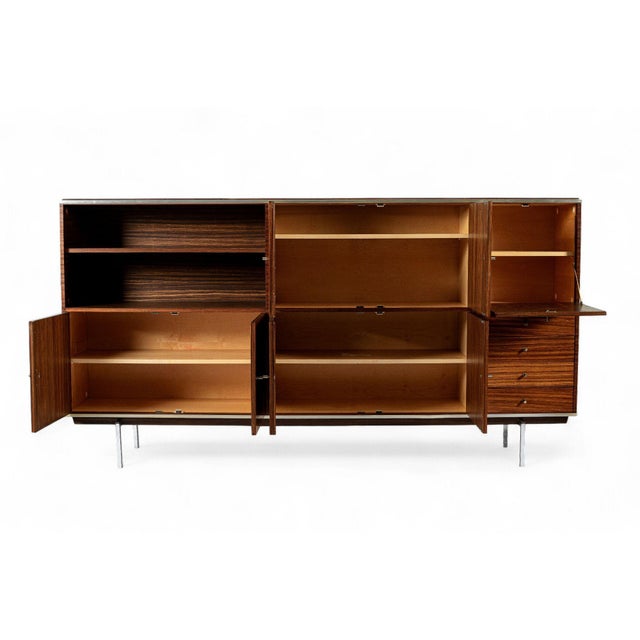 Exceptional Vintage Mid Century French Teak Wall Unit Cabinet | Chairish