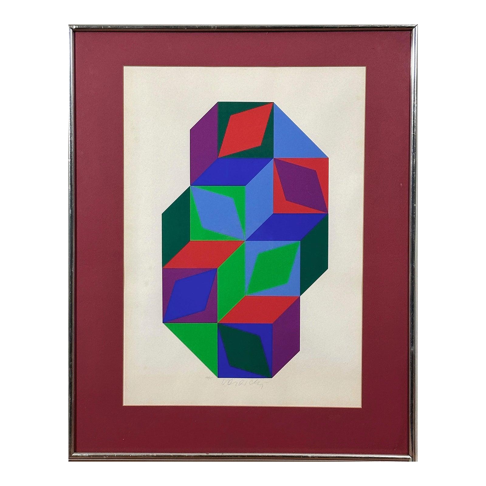 Victor Vasarely (1906-1997) - Maeght-Tridium, Signed (1968, Screenprint/Framed) | Chairish