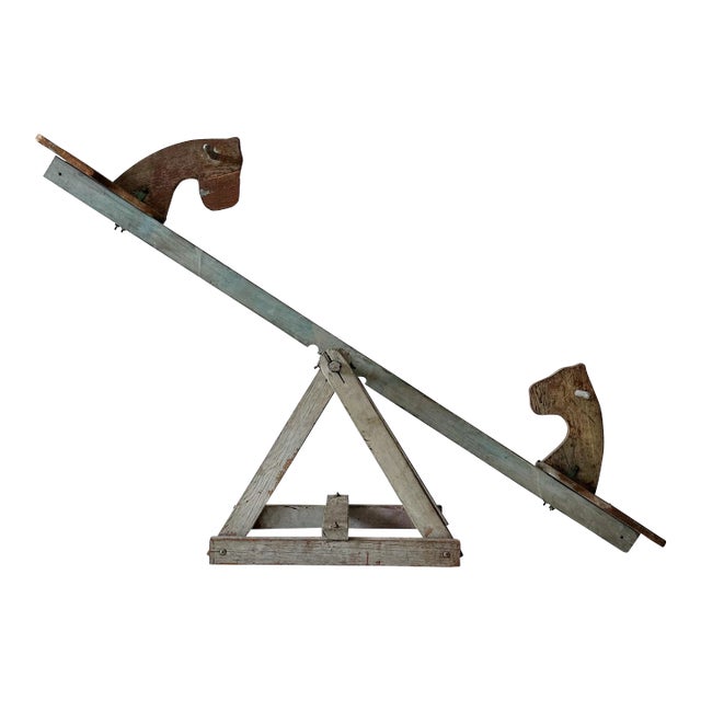 Vintage Folk Art Wood See-Saw | Chairish