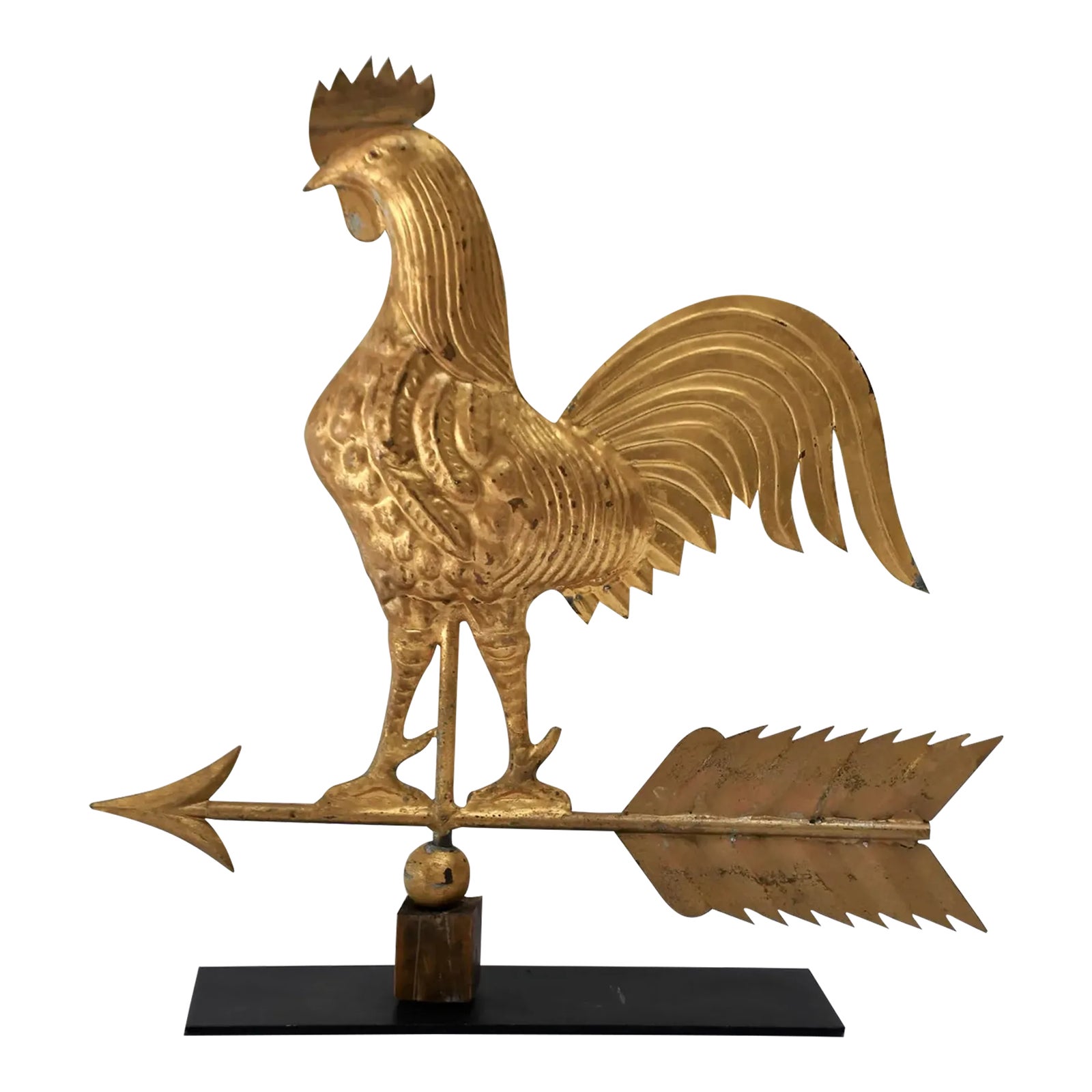 19th Century Gilded Rooster Weathervane | Chairish