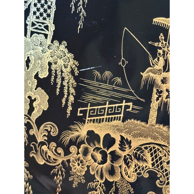 1950s Rare Spode Imperial Garden Black and Gold Willow Plate | Chairish