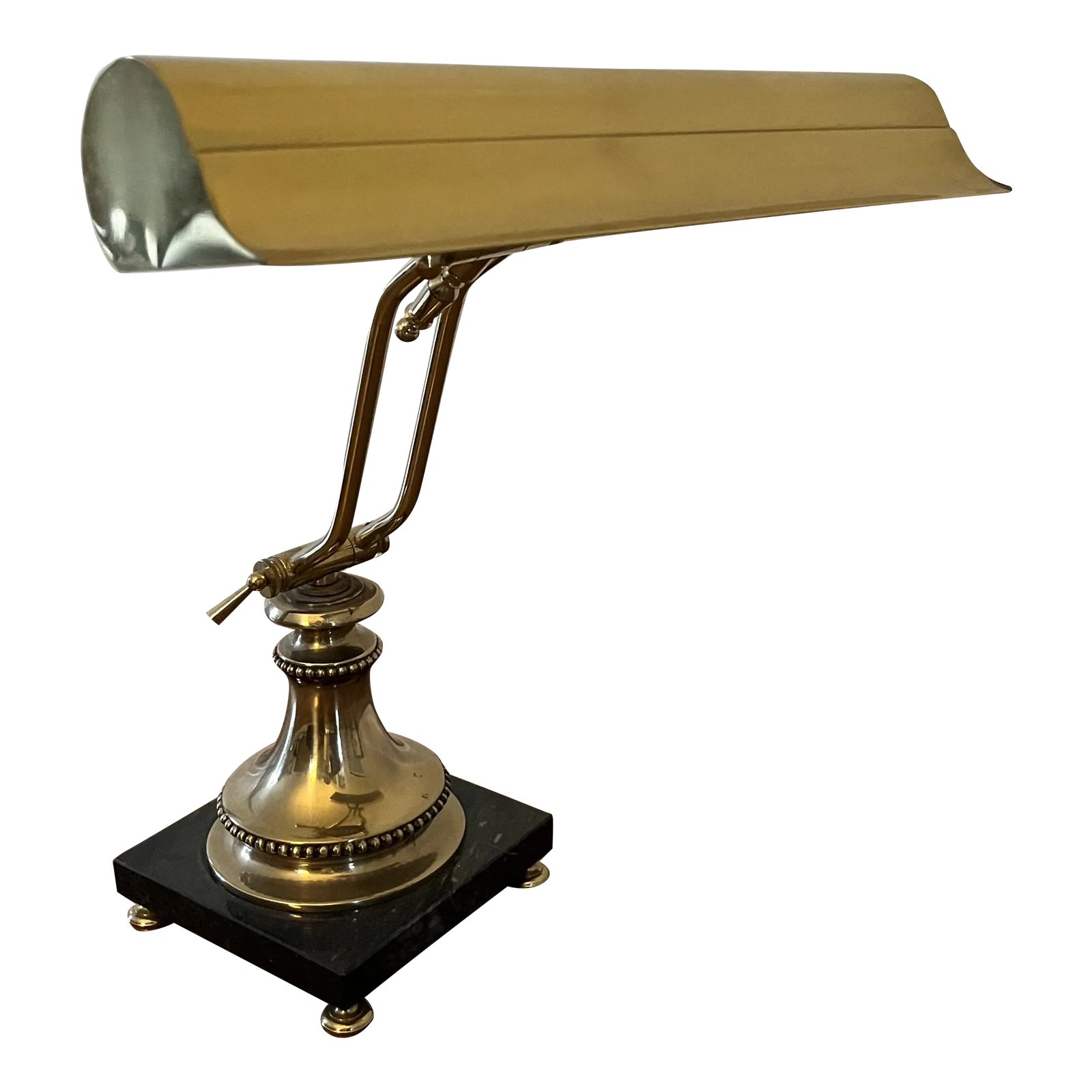 Vintage 1990s Brass Adjustable Polished Brass Piano Lamp | Chairish