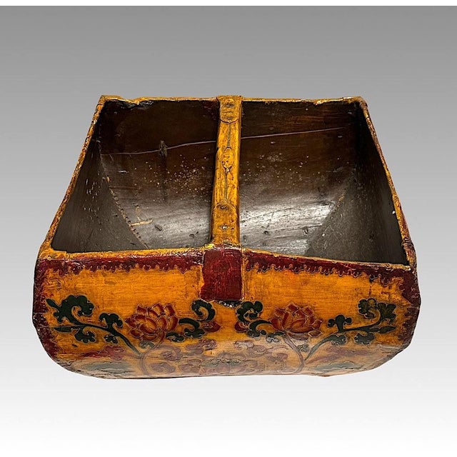 Antique Chinese Qing Dynasty Rustic Wood Rice Container, Orange Gold ...