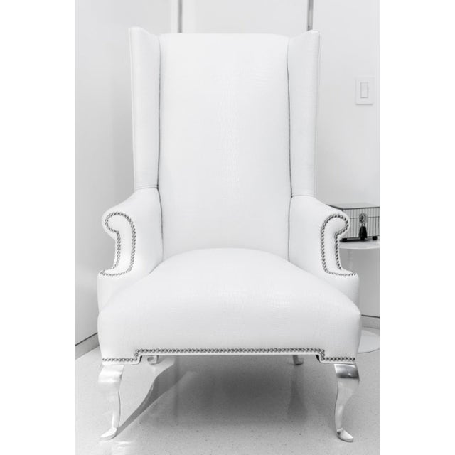 Hollywood Regency White Wingback Armchair | Chairish