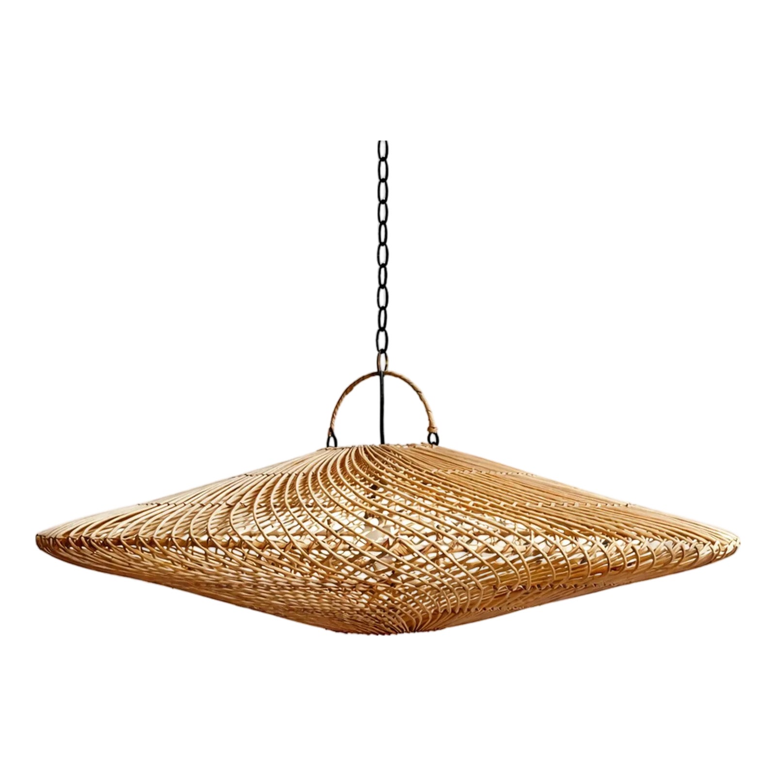 Raw Wicker Discus Pendant Light Medium | Chairish
