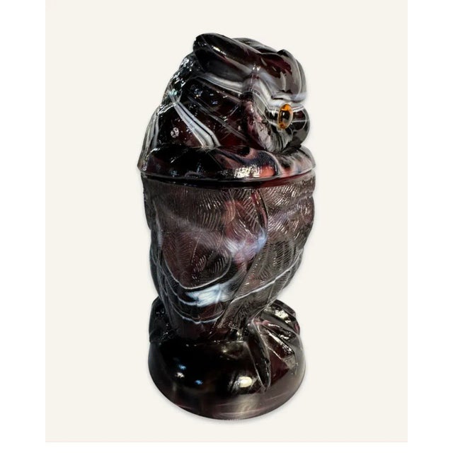 1960s Imperial Glass Purple Slag Glass Owl Lidded Jar Chairish