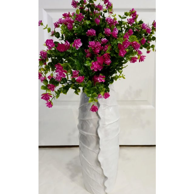 1980s Extra Tall Ceramic White Cabbage Dodie Thayer Style Leaf Flower ...