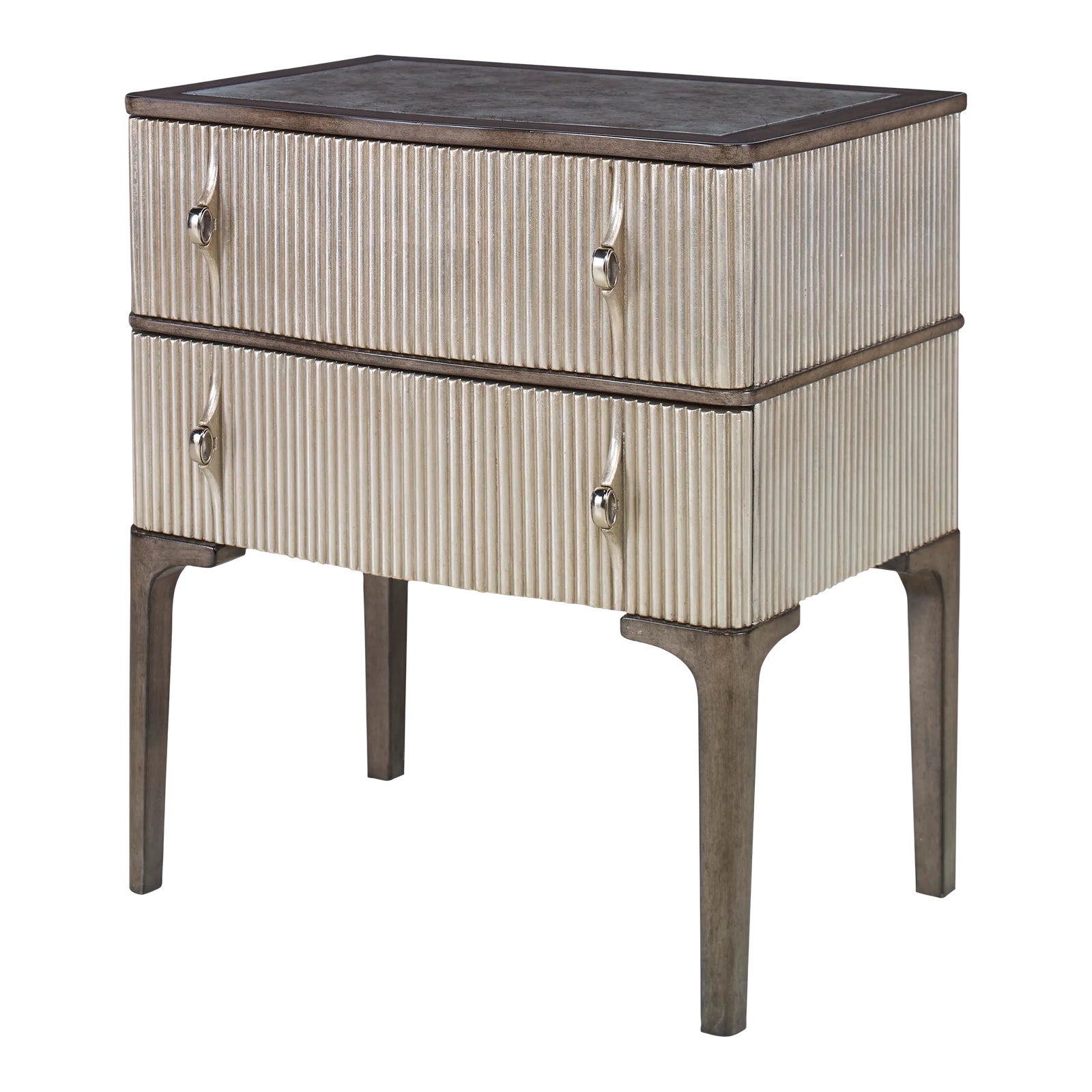 Edison Mirrored Top Two Drawer Nightstand | Chairish